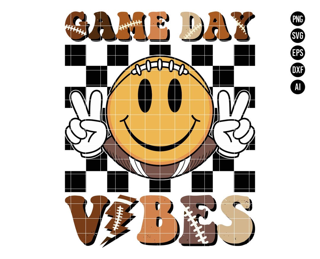 Game Day Vibes Football PNG, Smiley Face Football SVG, Sports Fan ...