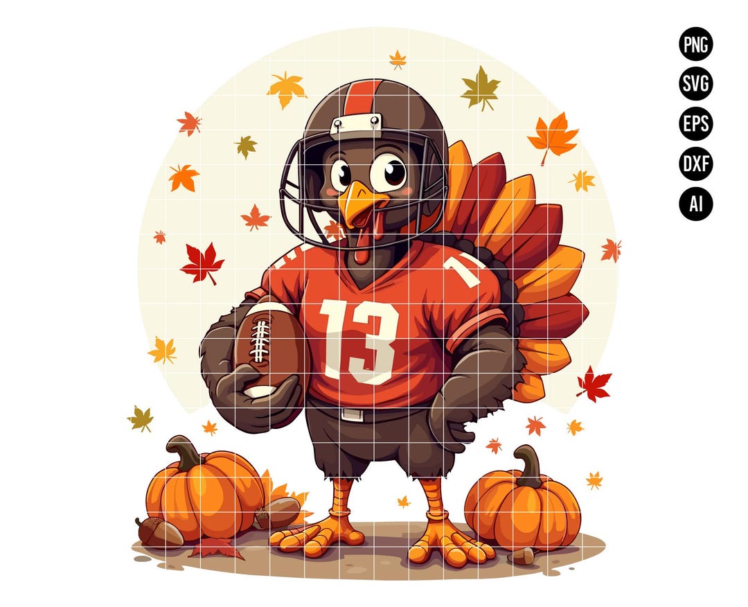Football Turkey SVG PNG, Thanksgiving Sports Design, Autumn Holiday ...