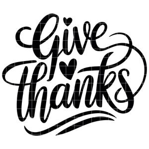 Give Thanks SVG PNG Digital Download, Elegant Script Thanksgiving ...