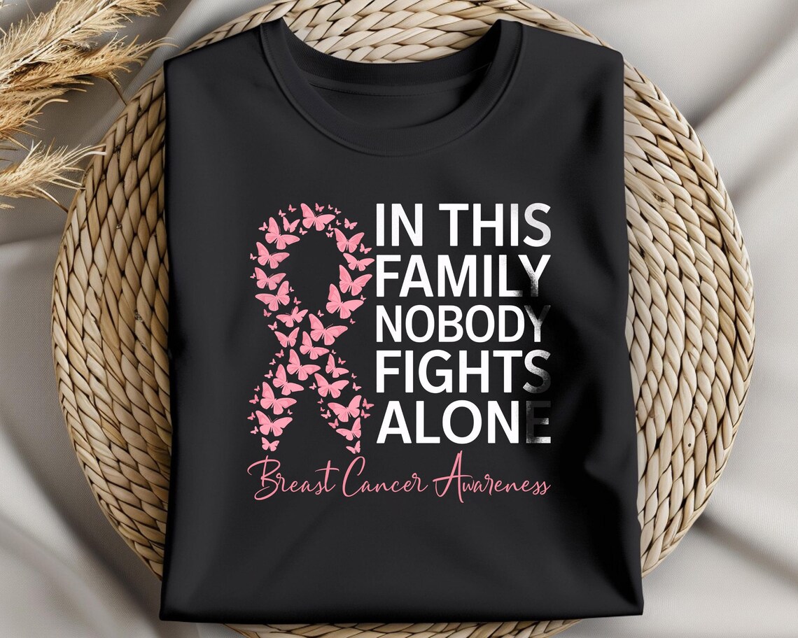In This Family Nobody Fights Alone Breast Cancer SVG, Pink Ribbon ...
