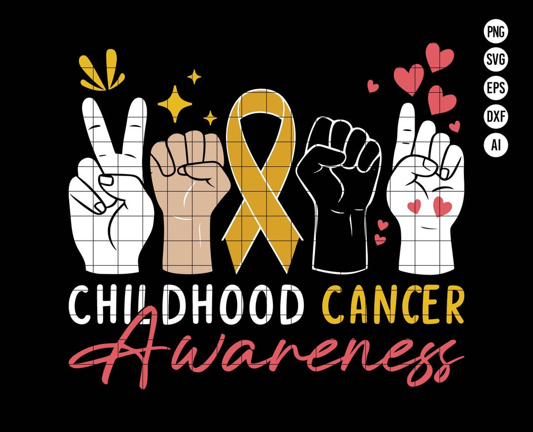 Childhood Cancer Awareness Ribbon Hands SVG, Gold Ribbon Childhood ...