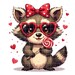 Raccoon With Hearts SVG PNG, Cute Animal Love Design SVG, Funny ...