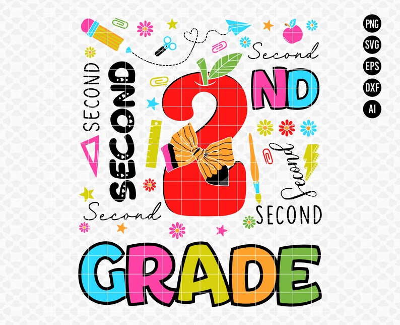 Second Grade SVG File for Teachers and Students, Vibrant 2nd Grade ...