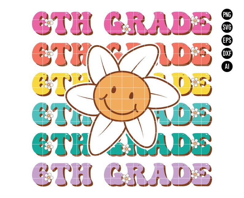Groovy 6th Grade PNG, Back to School SVG, First Day of Sixth Grade PNG ...