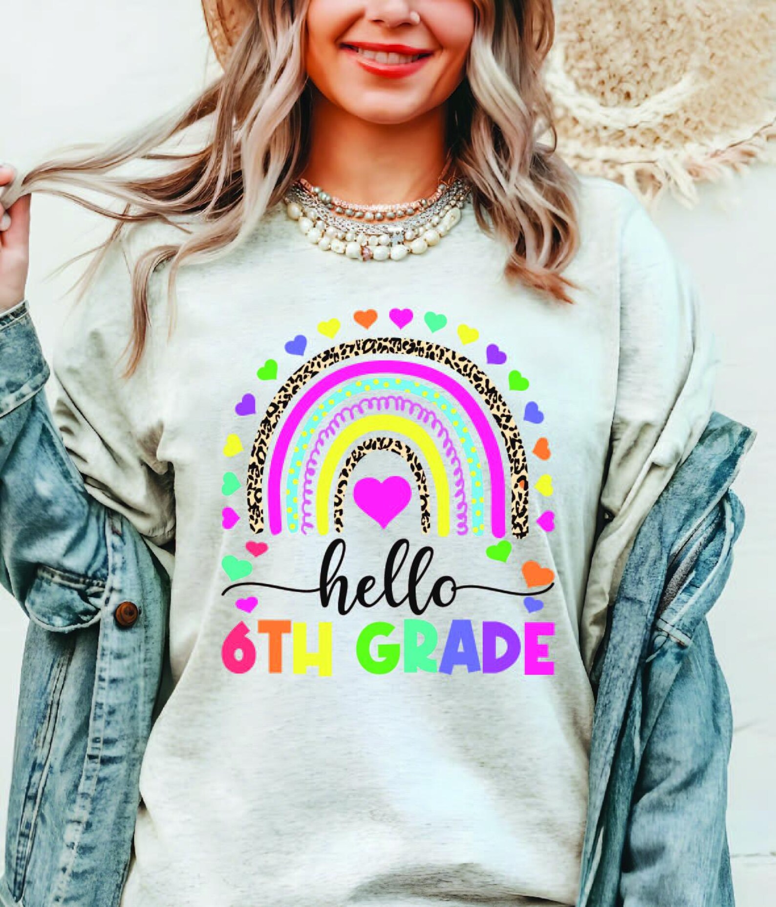 Hello Sixth Grade Png, Sixth Grade PNG, Back to School Rainbow SVG, 6th ...