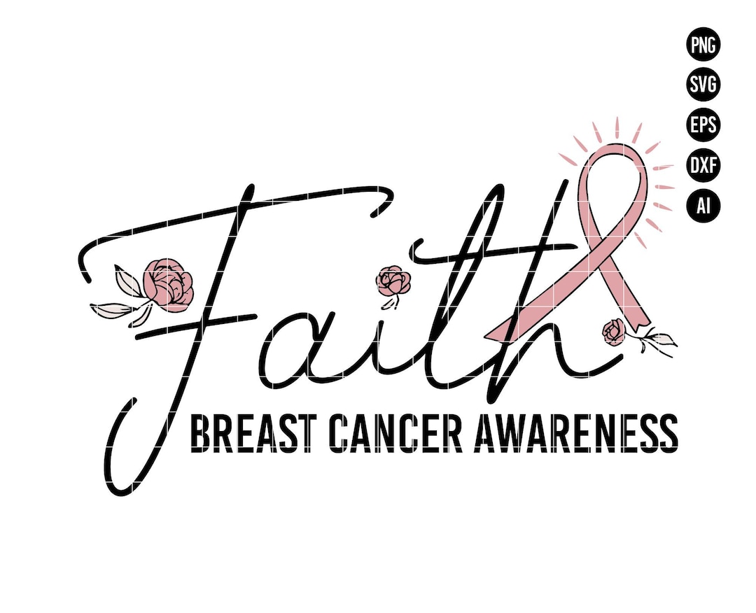 Faith Breast Cancer Awareness SVG PNG, Pink Ribbon Faith Script Digital ...