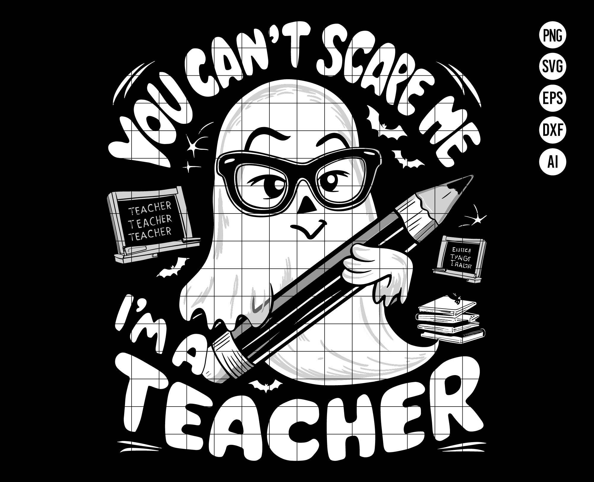 Cute Ghost Teacher Clipart for Halloween, Adorable Ghost Teacher With ...