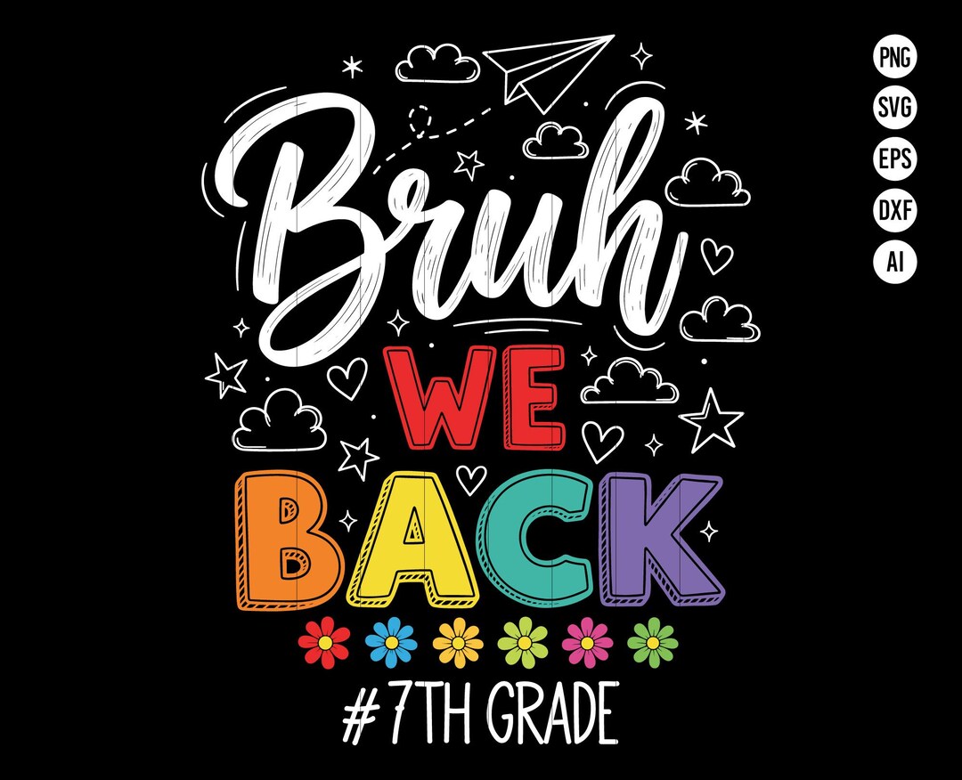 Bruh We Back 7th Grade SVG PNG Funny First Day of School Bruh We Back ...