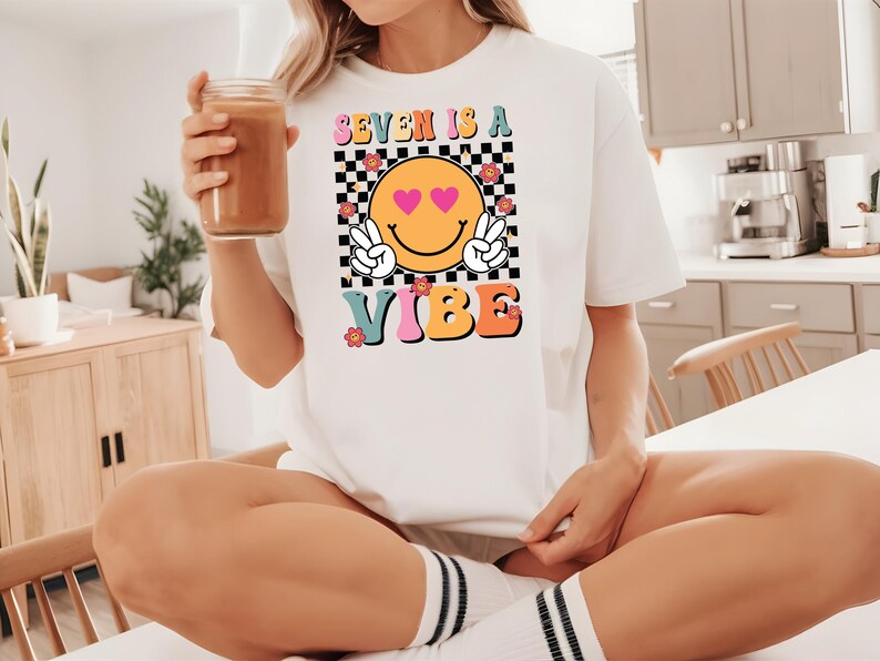 Seven is A Vibe PNG, 7th Birthday Groovy Girls 7 Years Old Svg File ...