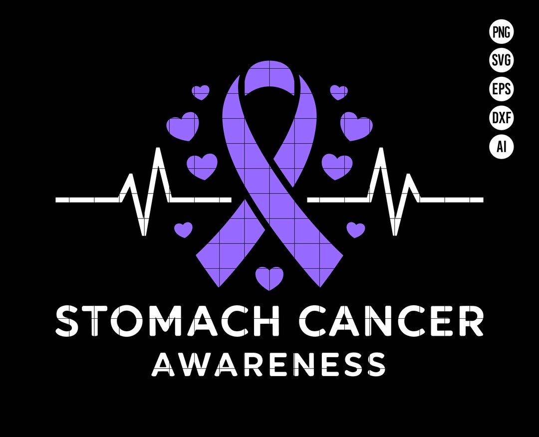Stomach Cancer Awareness SVG PNG, Purple Ribbon SVG, Digital Cancer ...