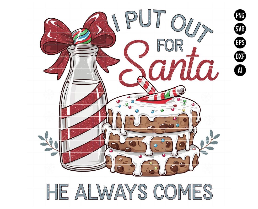 Milk and Cookies for Santa SVG PNG, Christmas Eve Clipart With Candy ...