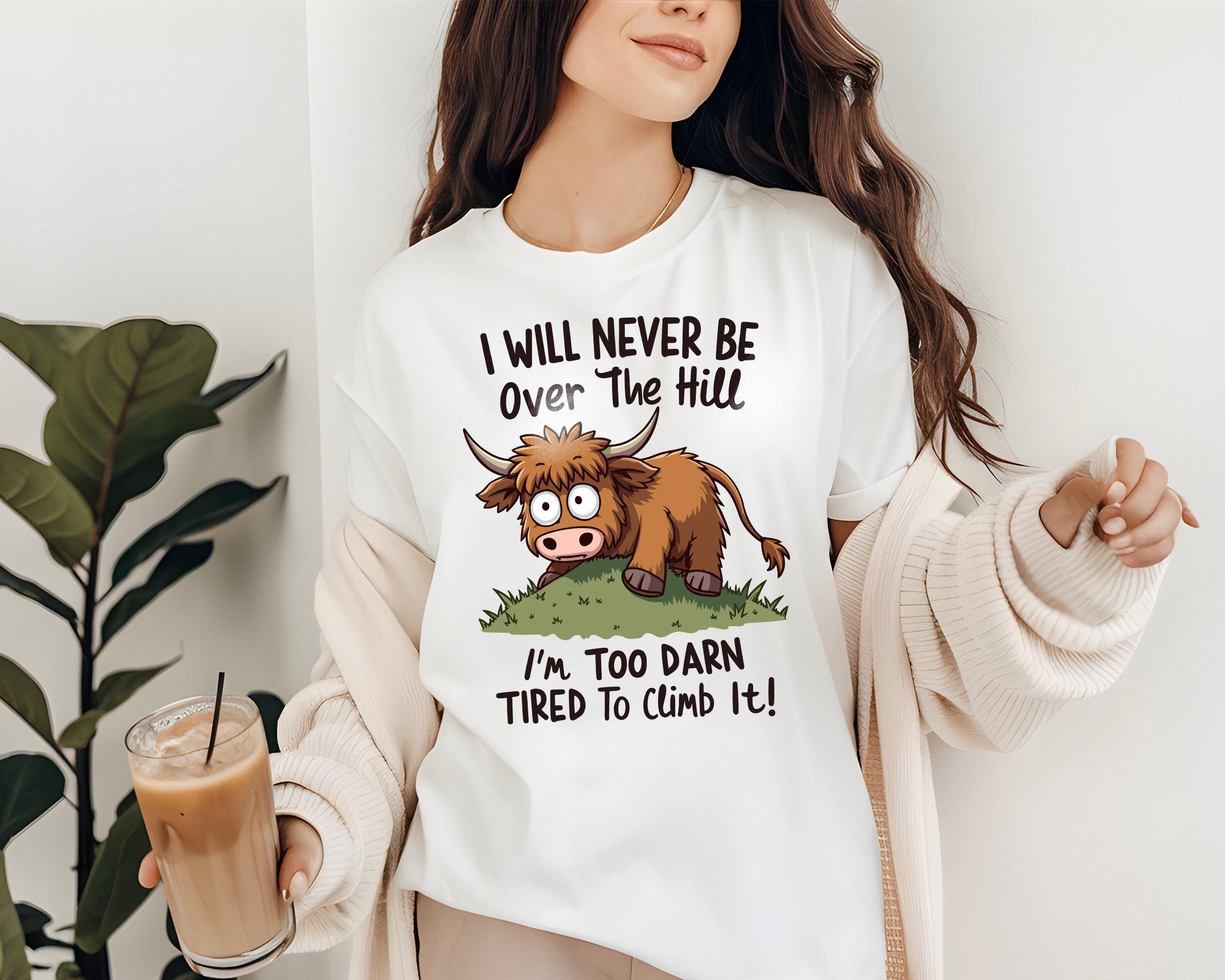 Highland Cow SVG PNG, Over the Hill Humor Design, Funny Birthday ...