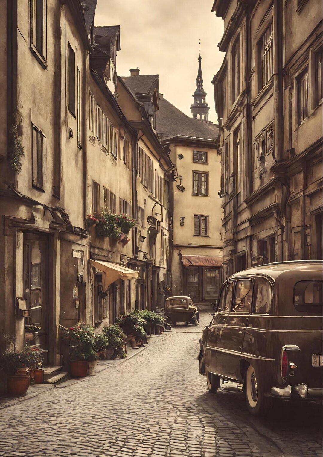 French Town Print - Etsy