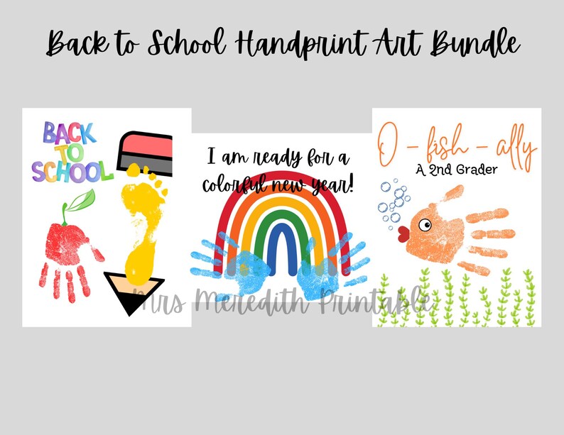 Back to School Handprint Art Bundle - Etsy