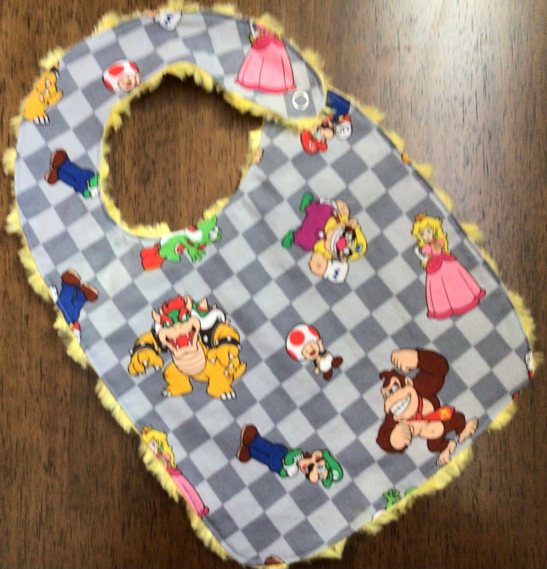 Super Mario Characters Gaming Minky Baby/toddler Bib - Etsy
