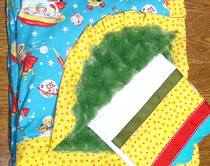 Rocketship Babies Swirl Minkie Blanket and Burp Cloth Set - Etsy
