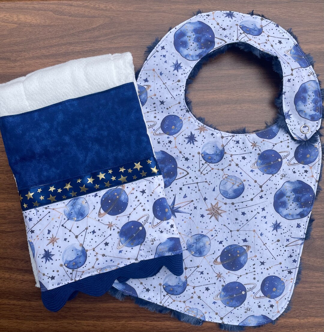 Planet and Solar System Minky Baby/toddler Bib and Burp Cloth Set - Etsy