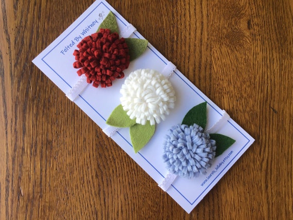Celebrate the Fourth of July Set of Three Felted Mums Red - Etsy