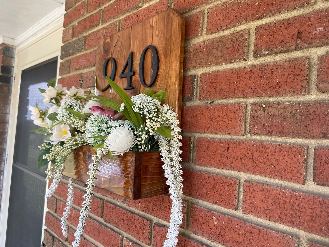 Address Sign Planter Box, House Address Sign With Planter Box, Hanging ...
