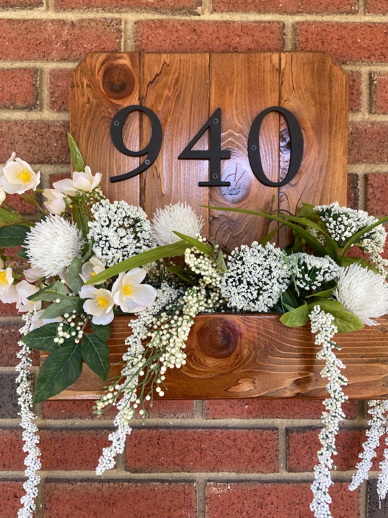 Address Sign Planter Box, House Address Sign With Planter Box, Hanging ...