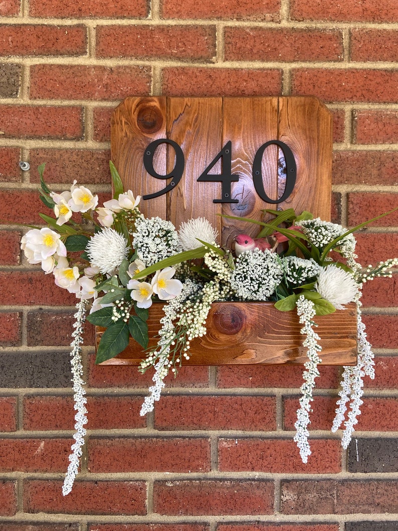 Address Sign Planter Box, House Address Sign With Planter Box, Hanging ...