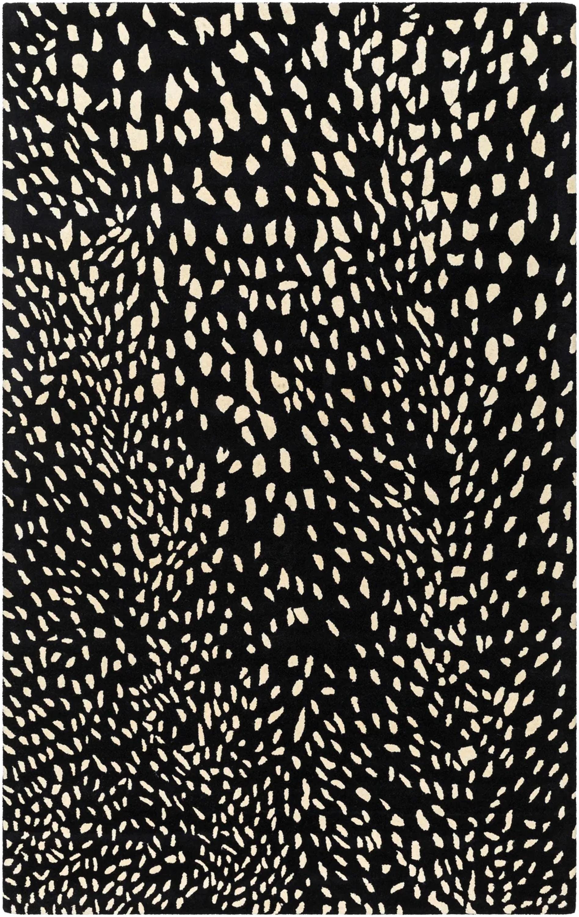 Modern Black and White Wool Rug - Hand-tufted Area Rug With Abstract ...