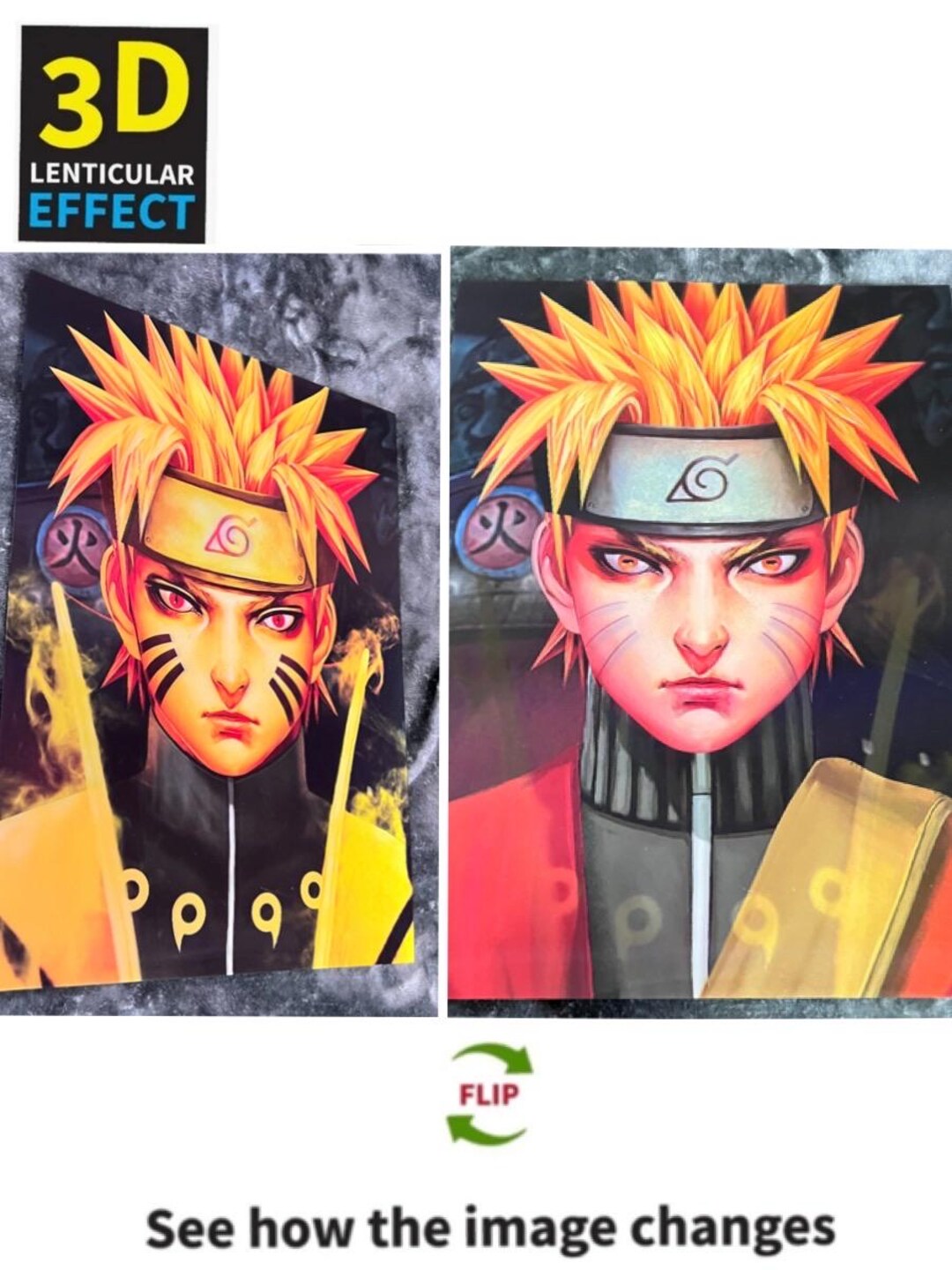 Naruto-3d Poster 3D Lenticular Flip Effect,2 Images in One - Etsy