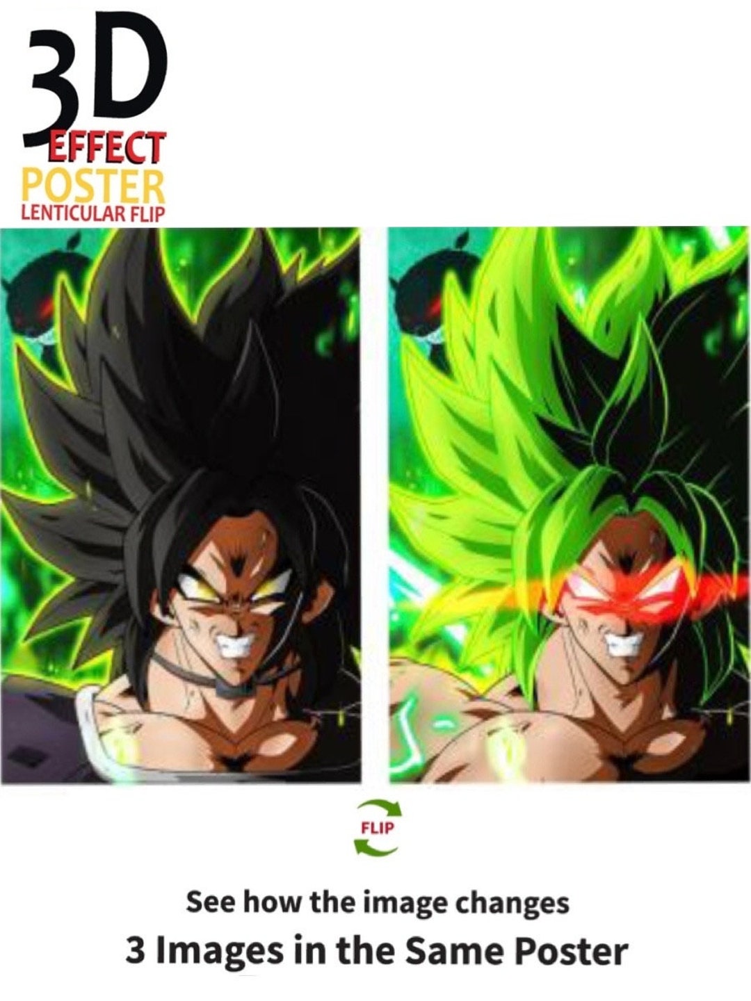 Broly-3d Lenticular Effect Anime Dragon Ball Z Poster, 2 Image Change ...