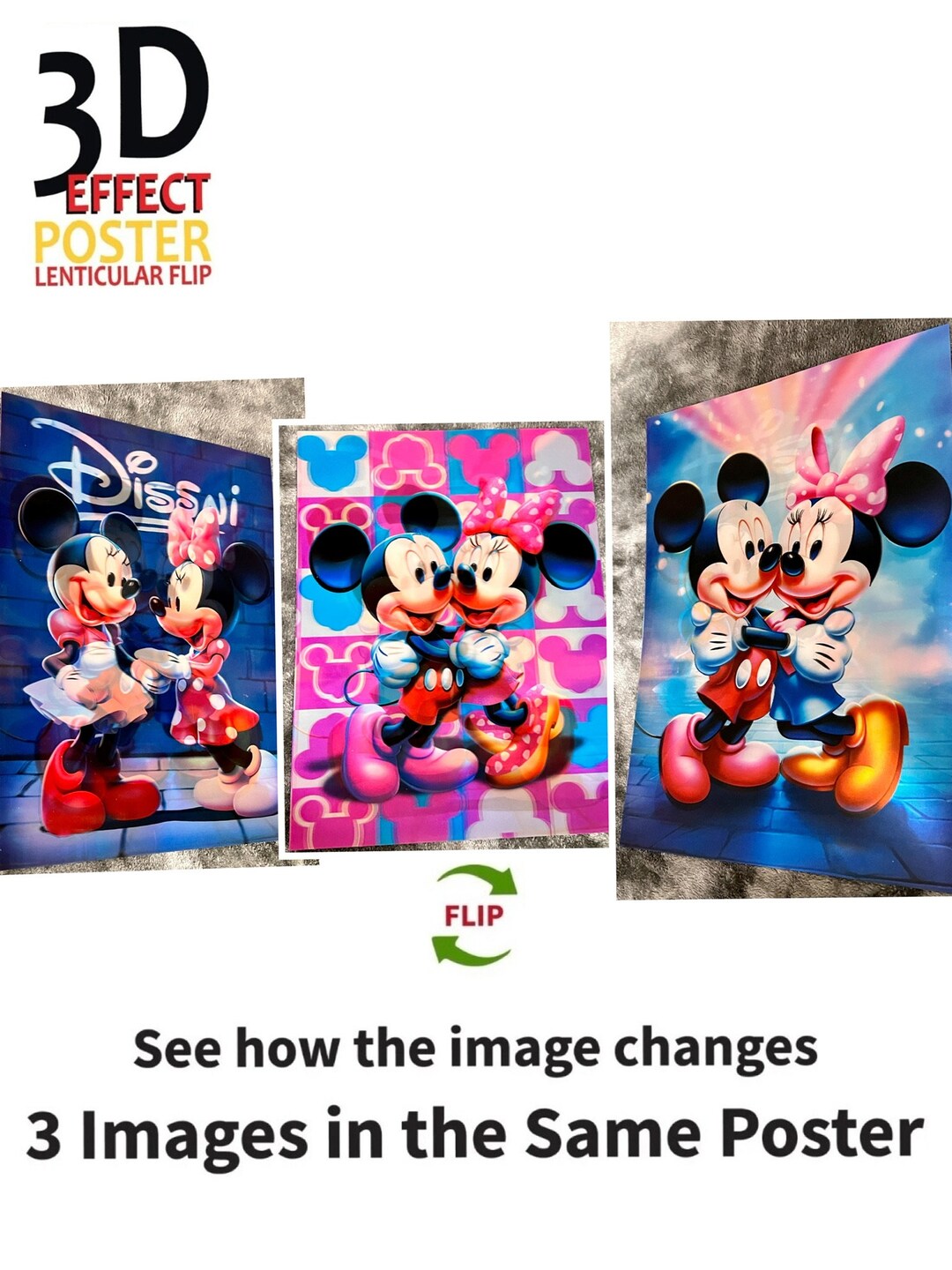 Disney-mickey Mouse-3d Poster 3D Lenticular Flip Effect,3 in One - Etsy