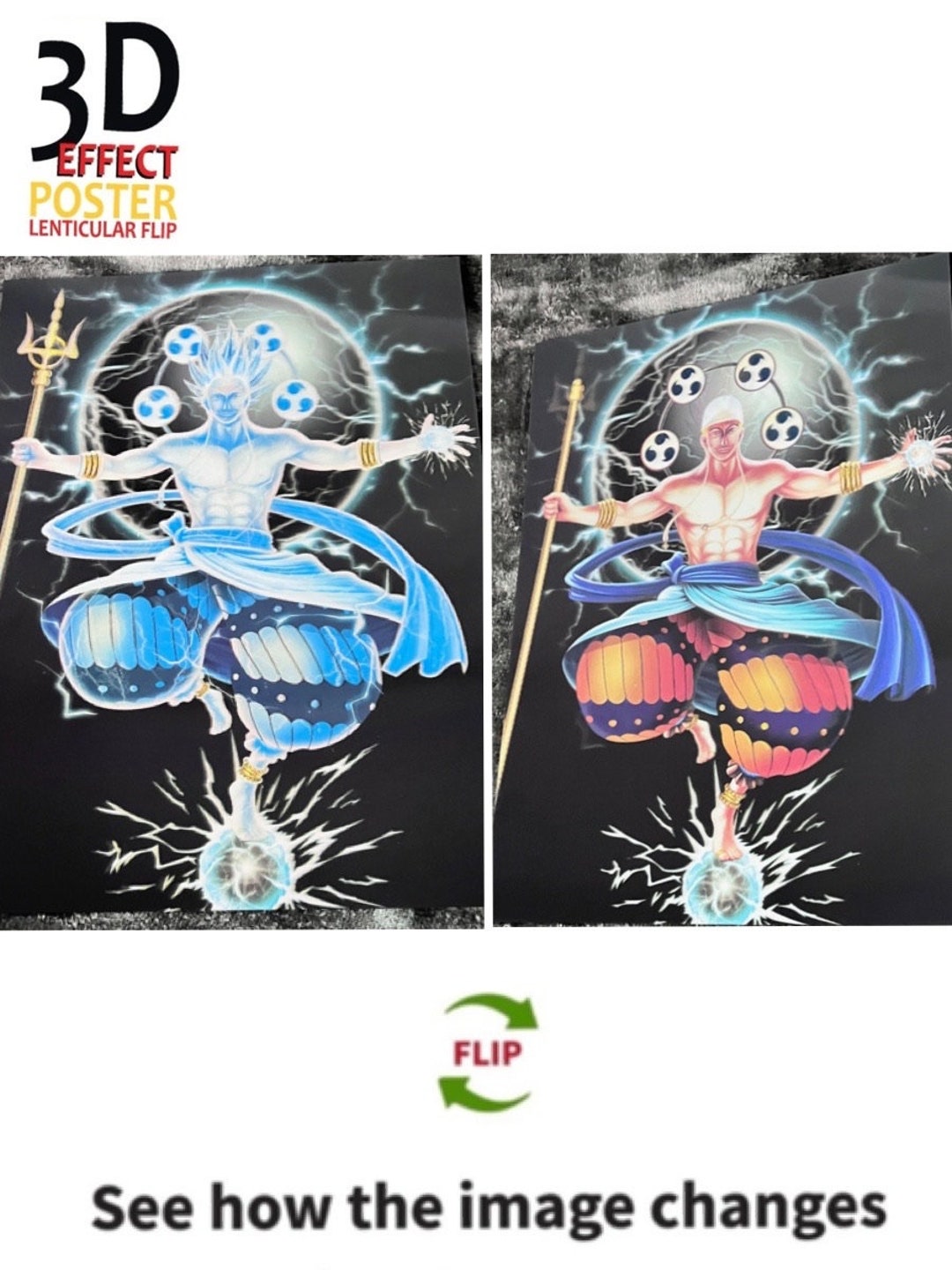 Enel-one Piece 3D Poster,3d Lenticular Flip Effect,anime Manga,2 Images ...