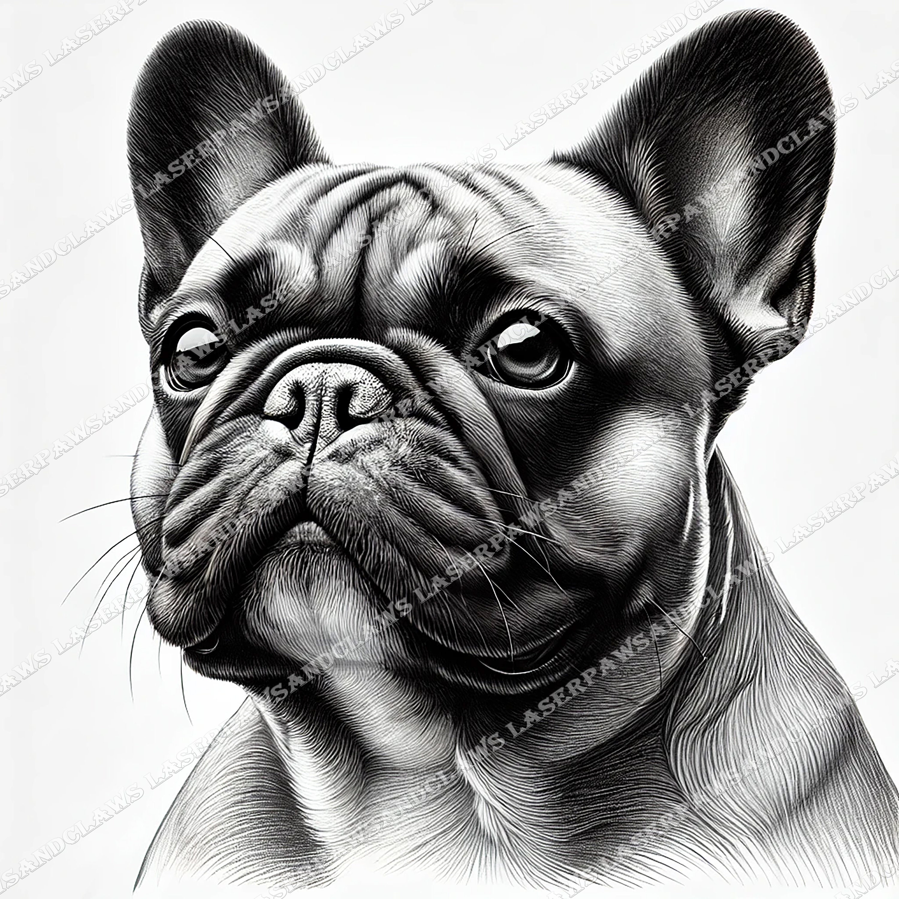 Frenchie French Bulldog Laser Burn PNG 3D Illusion Engrave Laser Ready ...