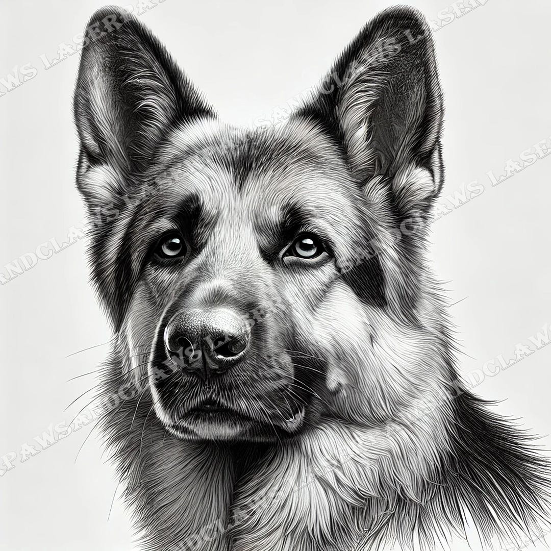 German Shepherd Laser Burn PNG 3D Illusion Engrave Laser Ready Digital ...