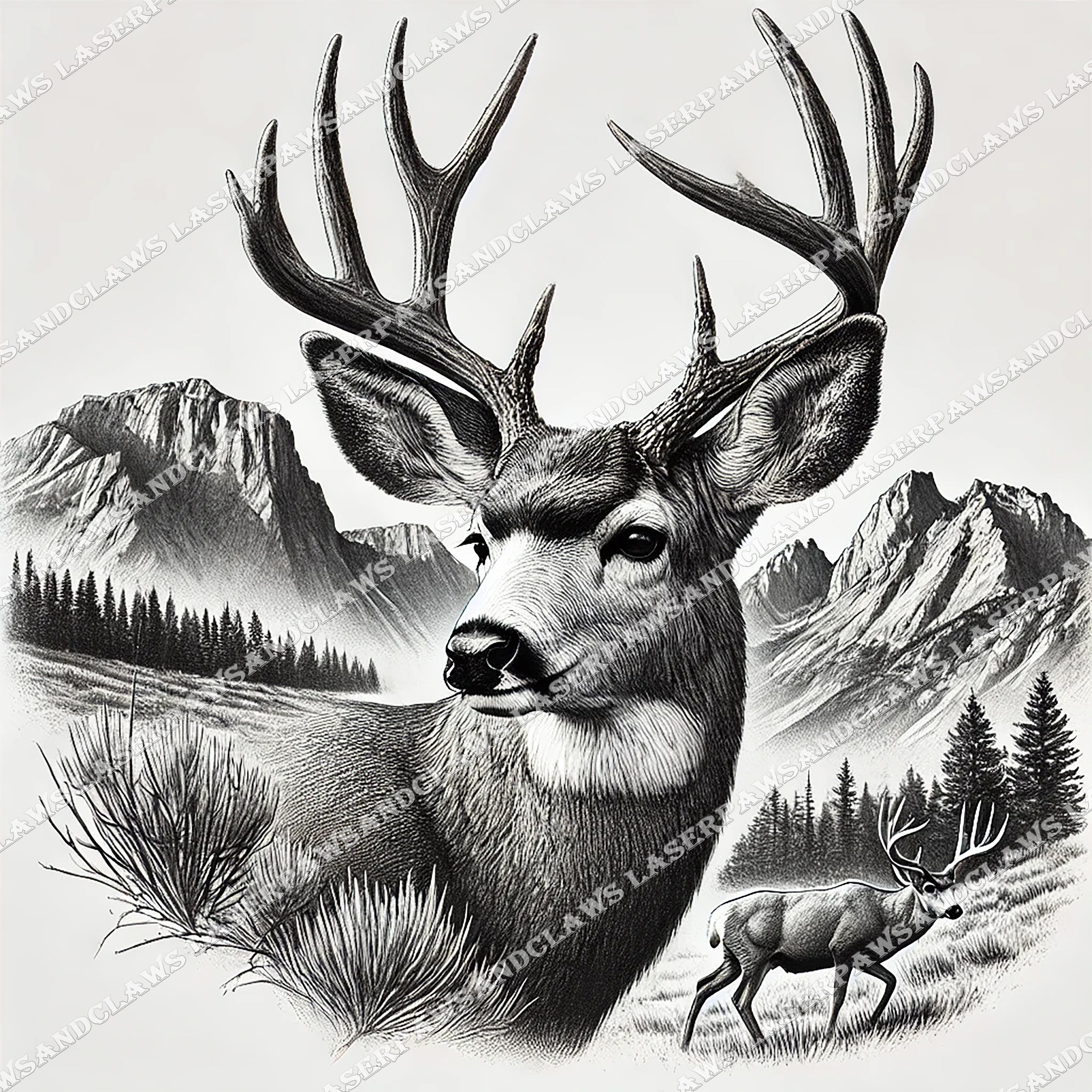 Buck Deer Laser Burn PNG 3D Illusion Engrave Laser Ready Digital Design ...