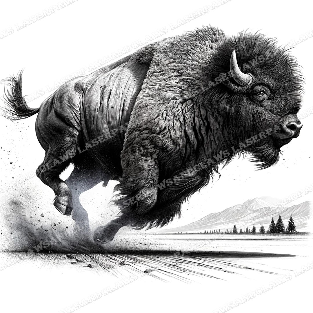 Bison Buffalo Laser Burn PNG 3D Illusion Engrave Laser Ready Digital ...