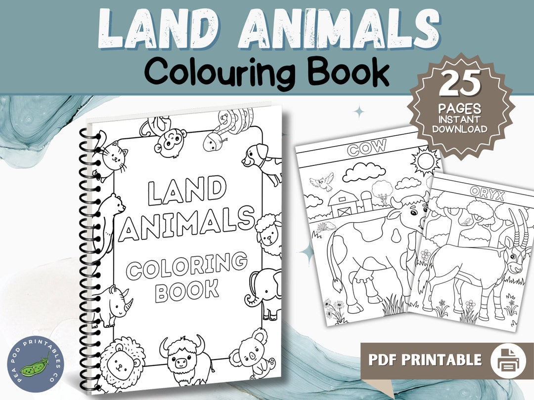 Land Animals Coloring | Kids Colouring Pages | Mindfulness Colouring ...