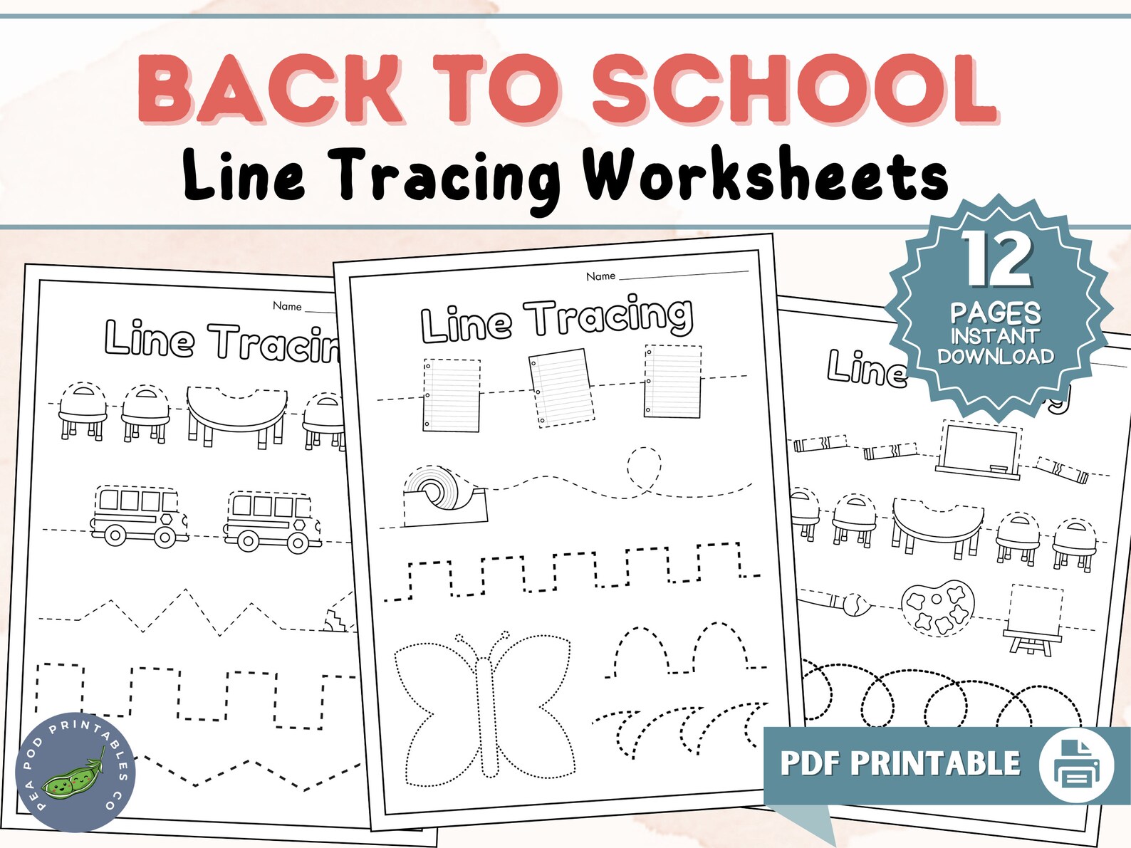Back to School Line Tracing Worksheets Pre-writing Kindergarten Writing ...