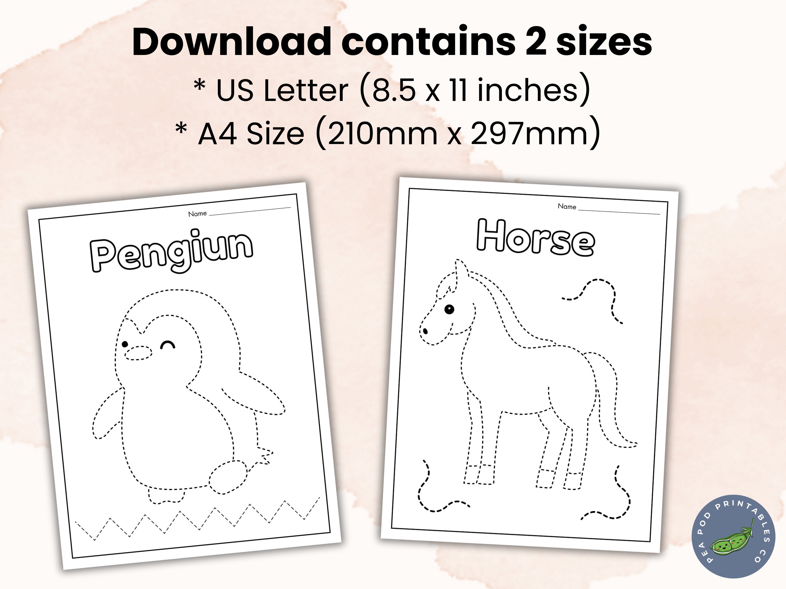 Animal Line Tracing Worksheets for Pre-writing Kindergarten Writing ...