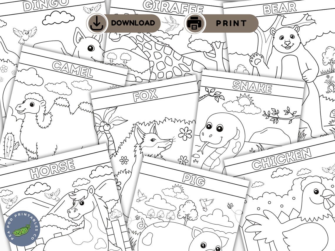 Land Animals Coloring | Kids Colouring Pages | Mindfulness Colouring ...