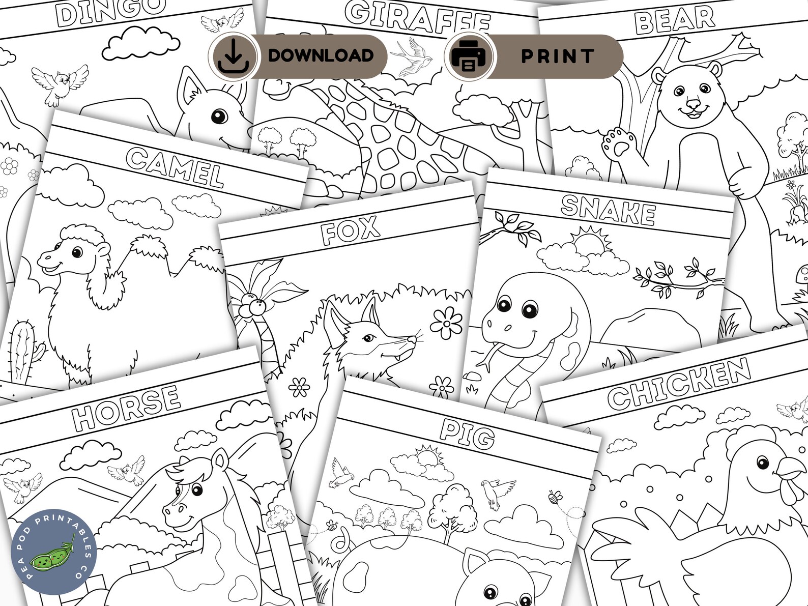 Land Animals Coloring | Kids Colouring Pages | Mindfulness Colouring ...