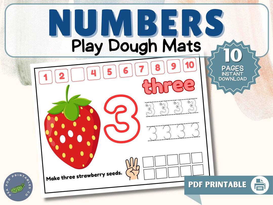 Number Play Dough Mats | Practice Counting to 10 | Writing Numbers ...