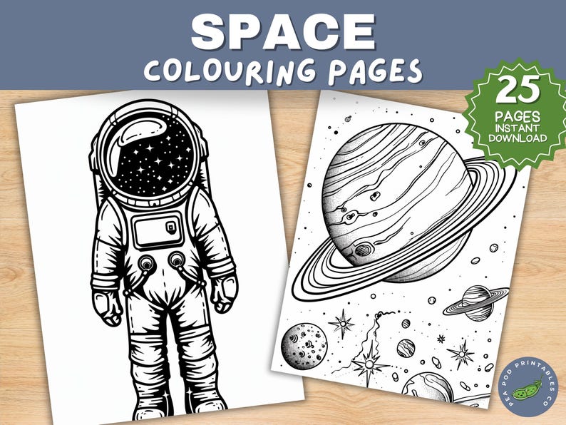 25 Space Colouring Pages for Kids and Adults | Rockets, Planets & Stars ...