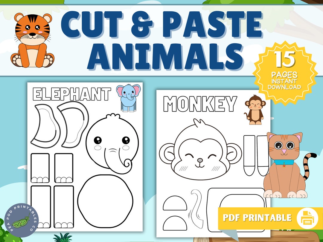 Cut and Paste Animal Worksheets | Easy Printables | Making Animals ...