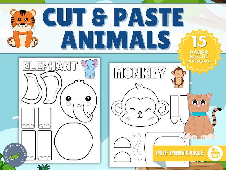 Cut and Paste Animal Worksheets | Easy Printables | Making Animals ...