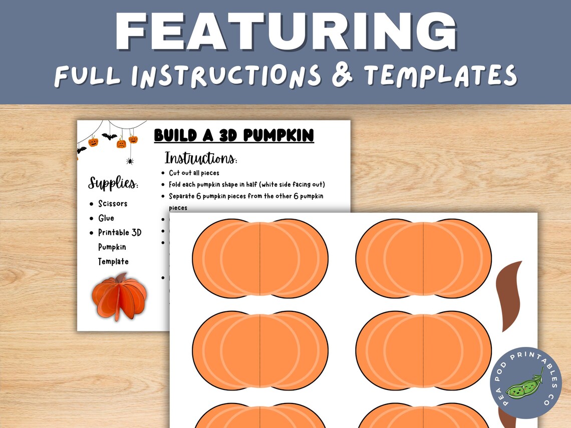 Printable 3D Pumpkin Template – DIY Halloween Craft for Kids & Adults ...