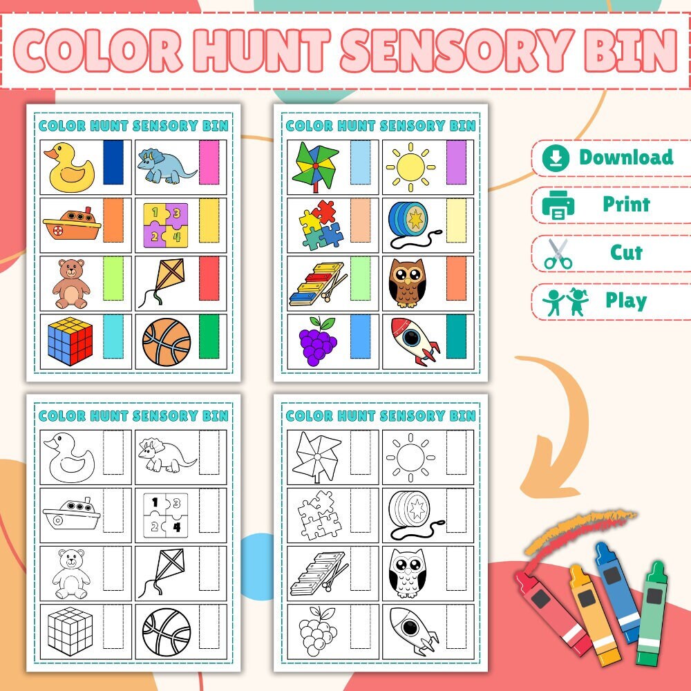 Color Hunt Sensory Bin Activity for Kindergarten Centres | Learn ...