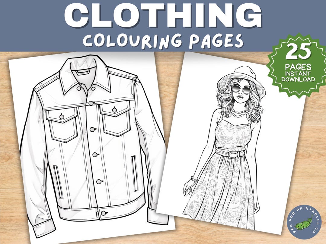 Clothing Coloring Pages – Printable Set With Fashionable Outfits ...