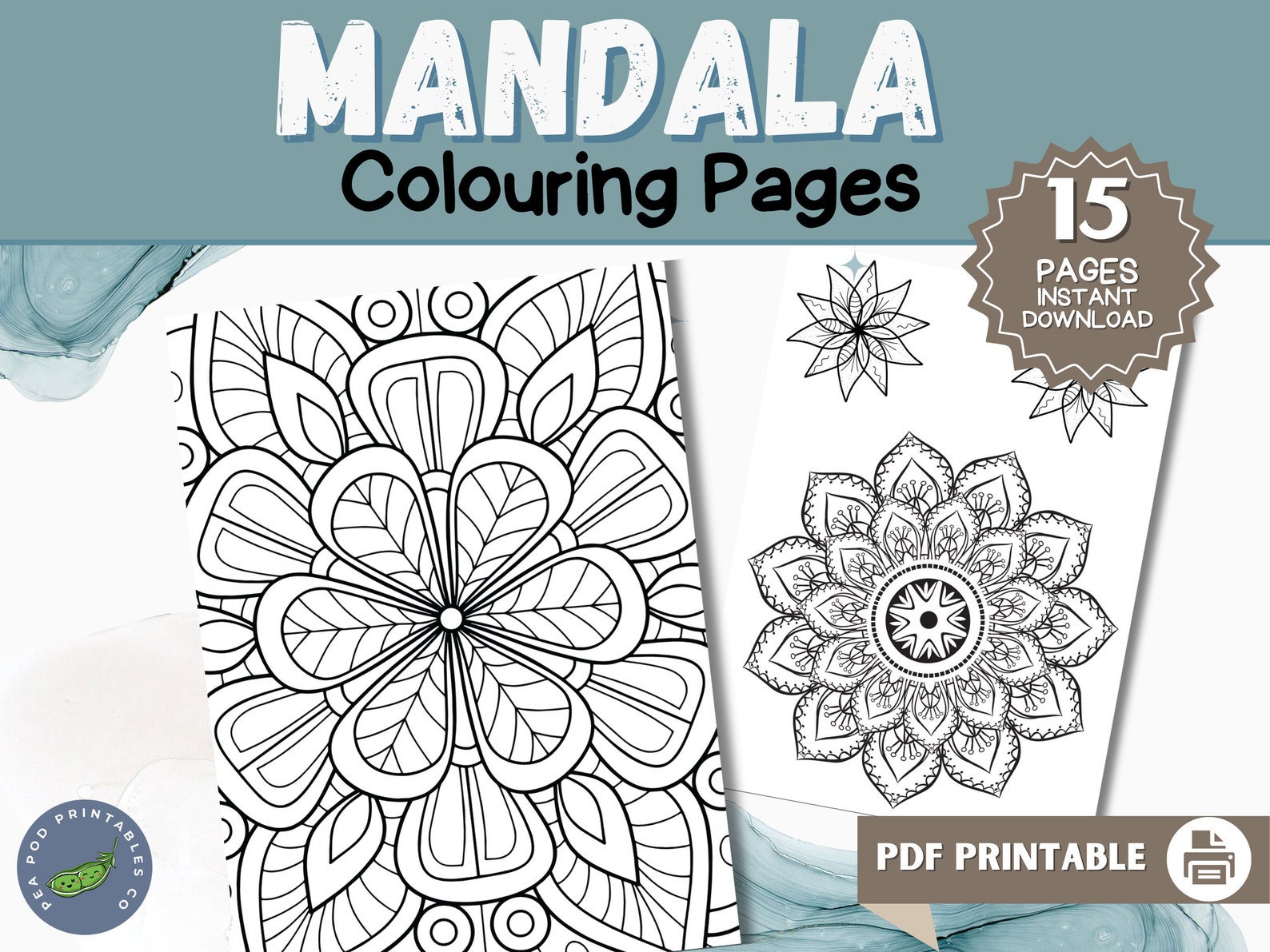 15 Mandala Coloring Pages - Intricate Adult Coloring Book Printable ...