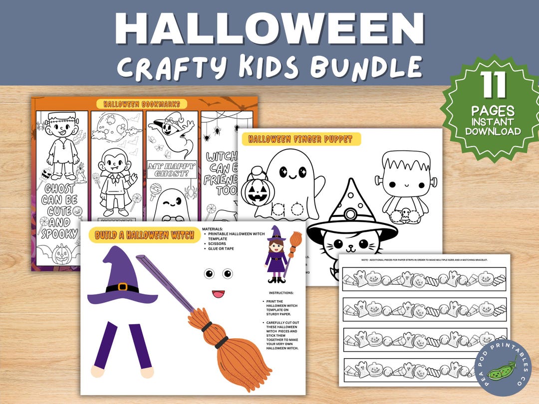 Halloween Craft Bundle for Kids – Activity Pages, Color by Number ...