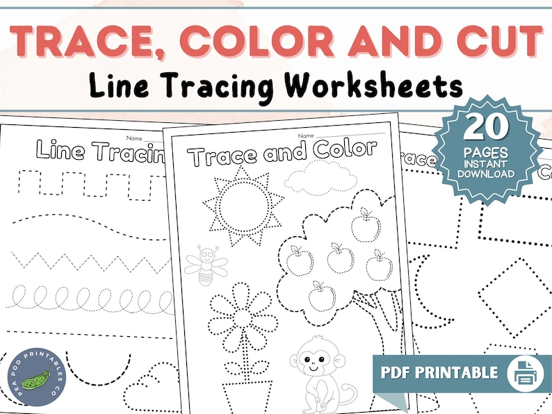Line Tracing Worksheets, Lines Trace Pages Printable, Preschool ...