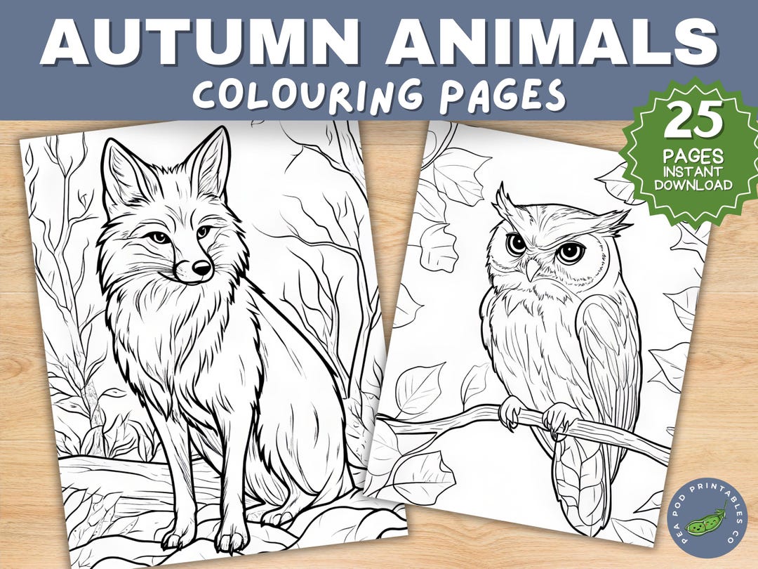 Fall Autumn Animals Coloring Pages – Printable Set With Hedgehogs, Deer ...